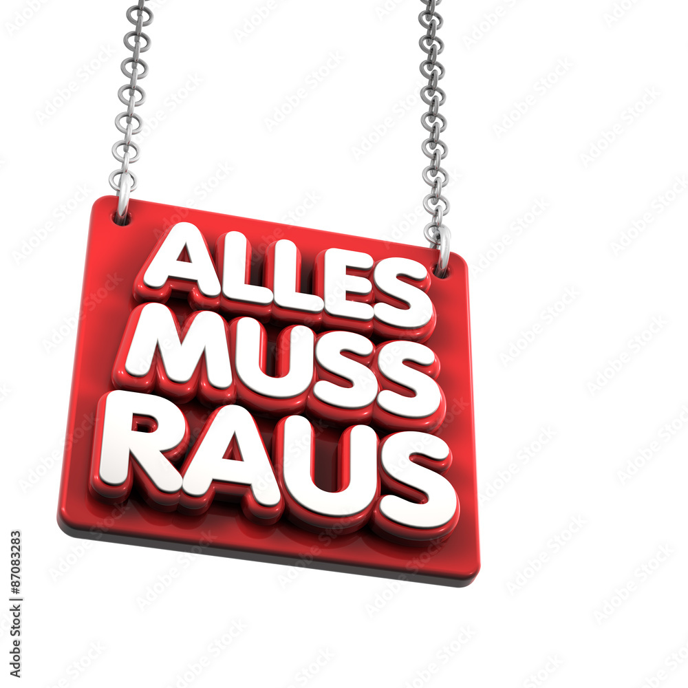 Alles Muss Raus - Typo Schild Kette.jpg Stock Illustration | Adobe Stock