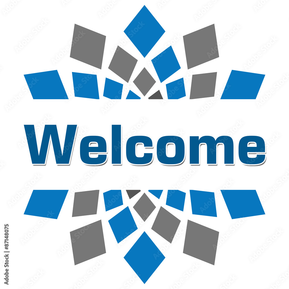 Welcome Blue Grey Square Stock Illustration | Adobe Stock