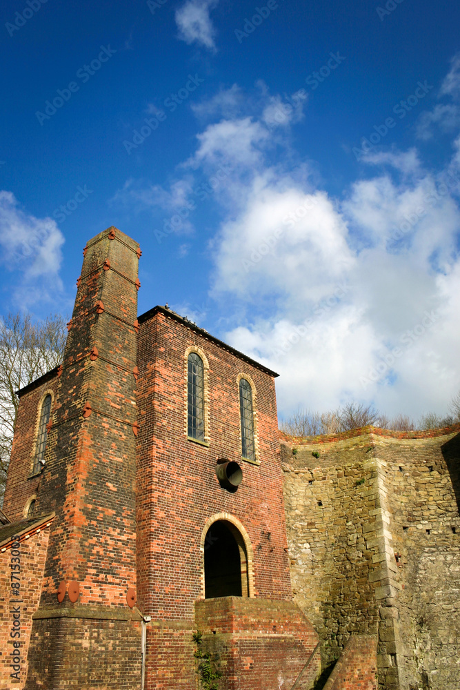 English industrial building. An old English Victorian blast furnace in ...