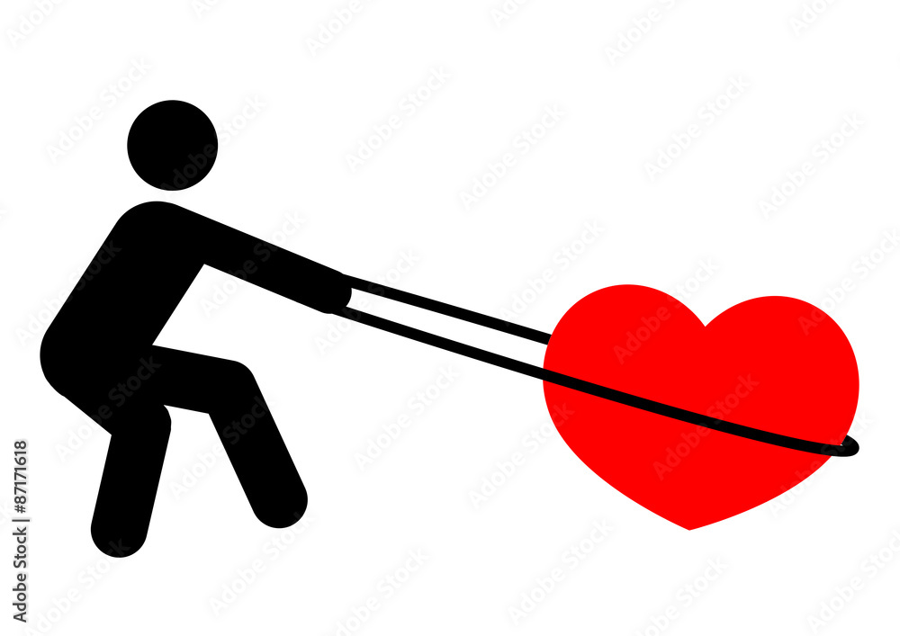 Piktogramm Liebe / Männchen das Herz zieht / Pictogram Love Stock ...