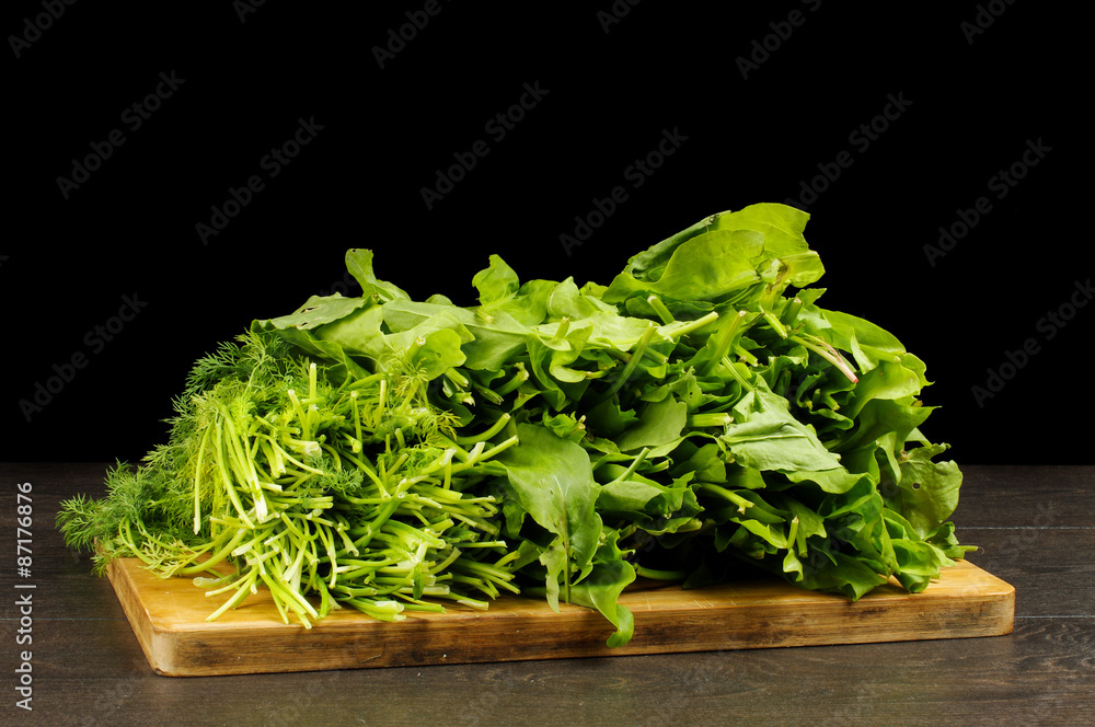 Green leaf vegetables raw vegetarian food Stock Photo | Adobe Stock