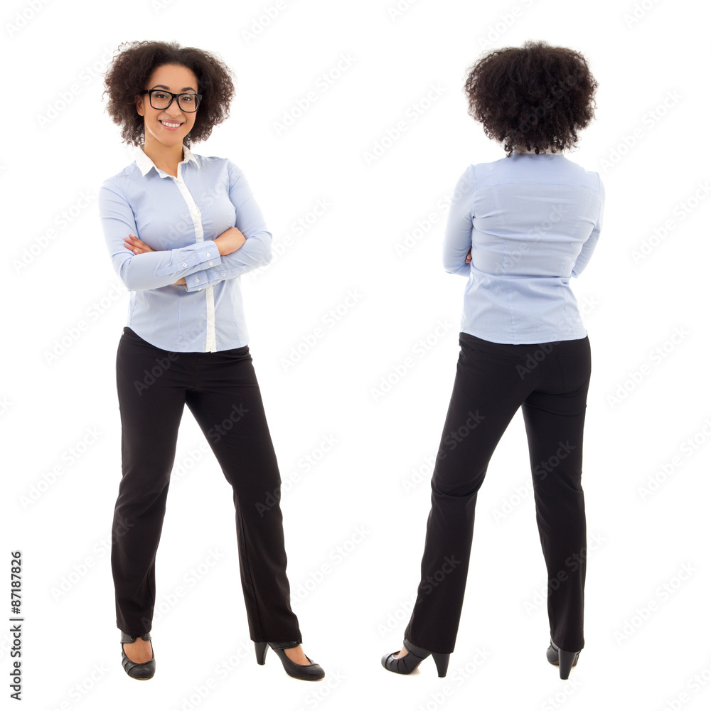 front and back view of young african american business woman iso Stock ...