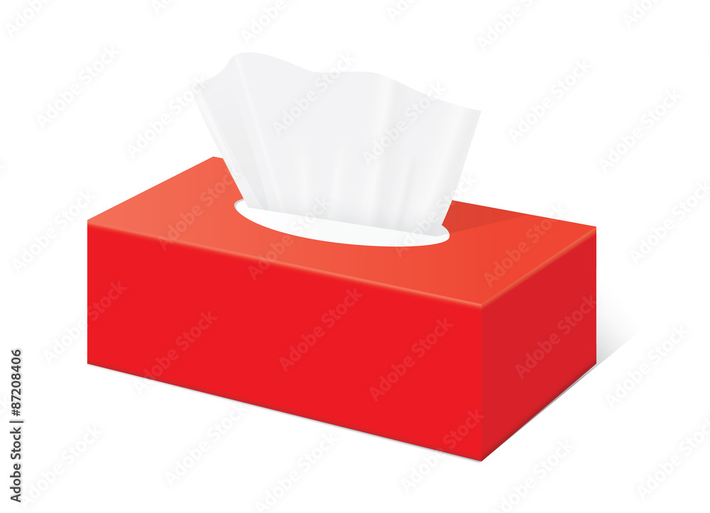 Red Tissue box blank label and no text for mock up packaging side view ...