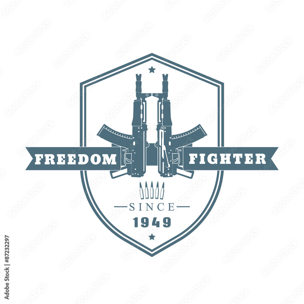 Freedom fighter vintage t-shirt design, with automatic rifles, carbine ...