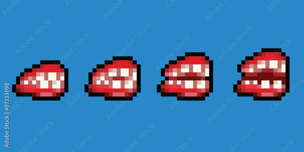 Denture dental prosthesis - pixel art style animation frame isolated ...