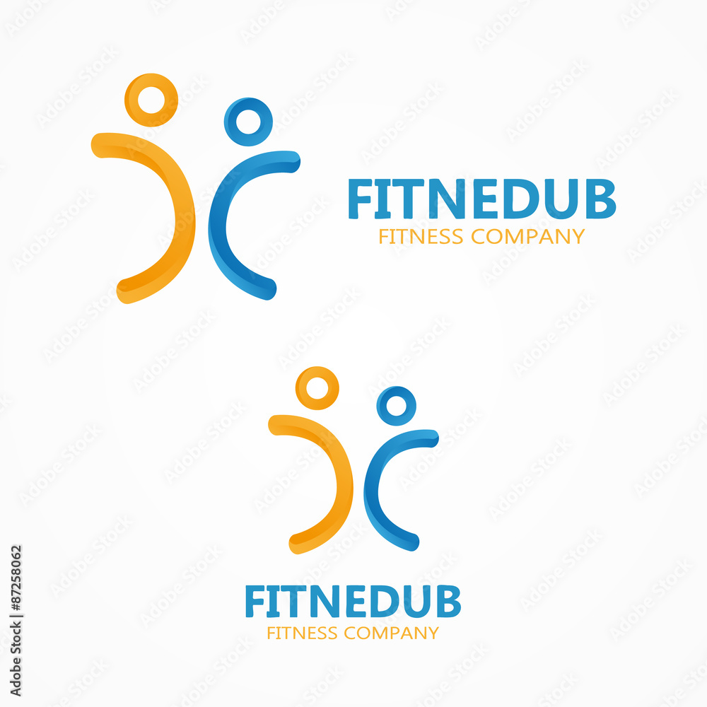 Vector two fitness man logo or icon Stock Vector | Adobe Stock