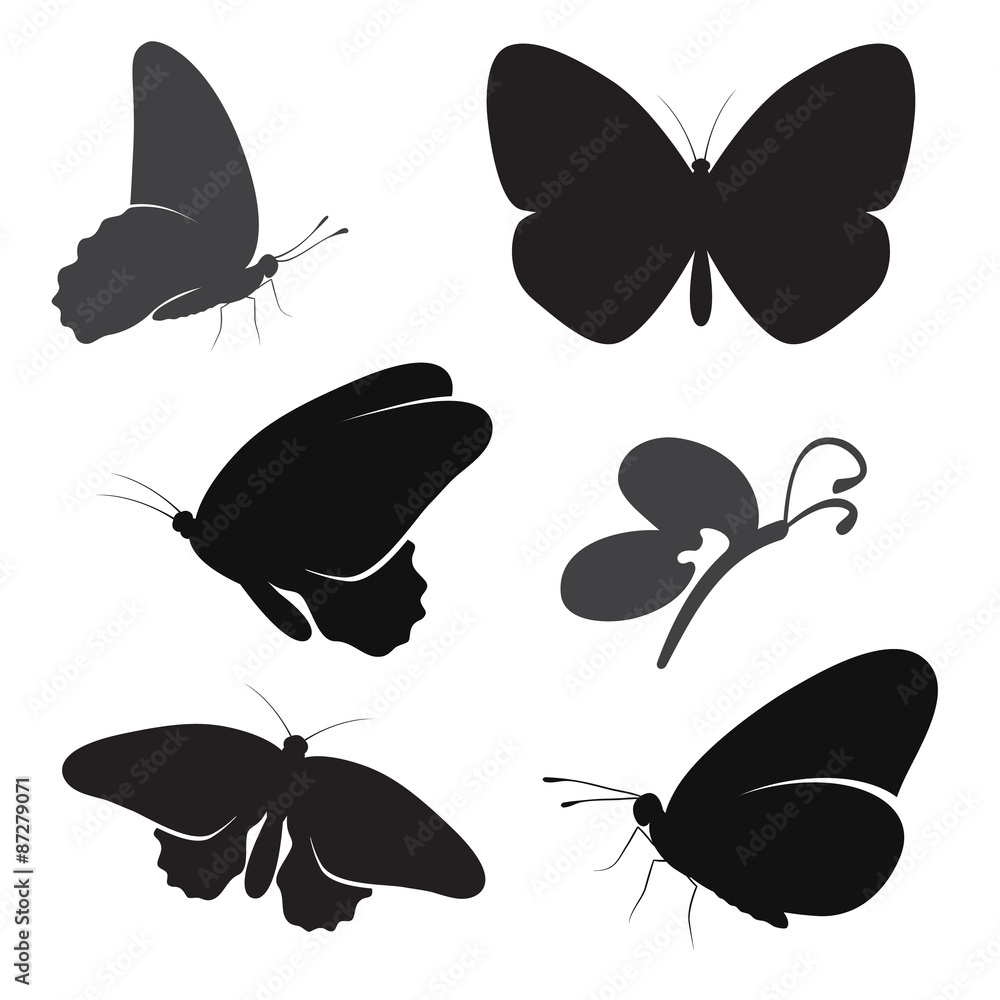 Butterfly Silhouette Set Stock Vector Adobe Stock