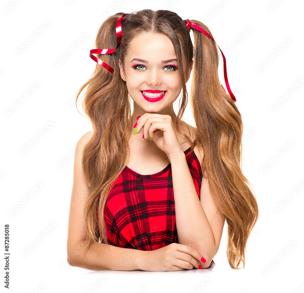 Beauty fashion model girl isolated on white background Stock Photo ...