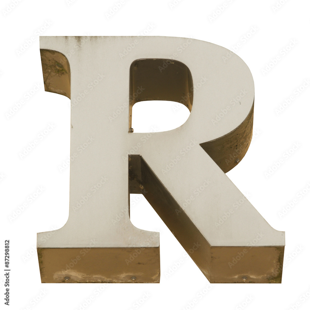 Buchstabe R aus Metallblech 3d Stock-Foto | Adobe Stock
