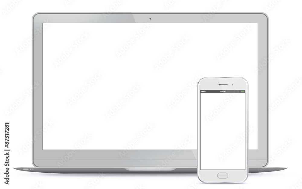 Laptop and Mobile Phone Vector Illustration. Stock Vector | Adobe Stock