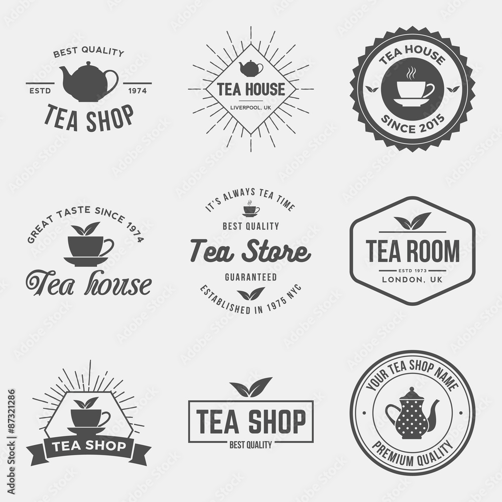 vector set of tea shop labels, badges and design elements Stock Vector ...