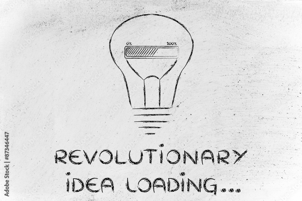 revolutionary idea loading, lightbulb with progress bar illustra Stock ...