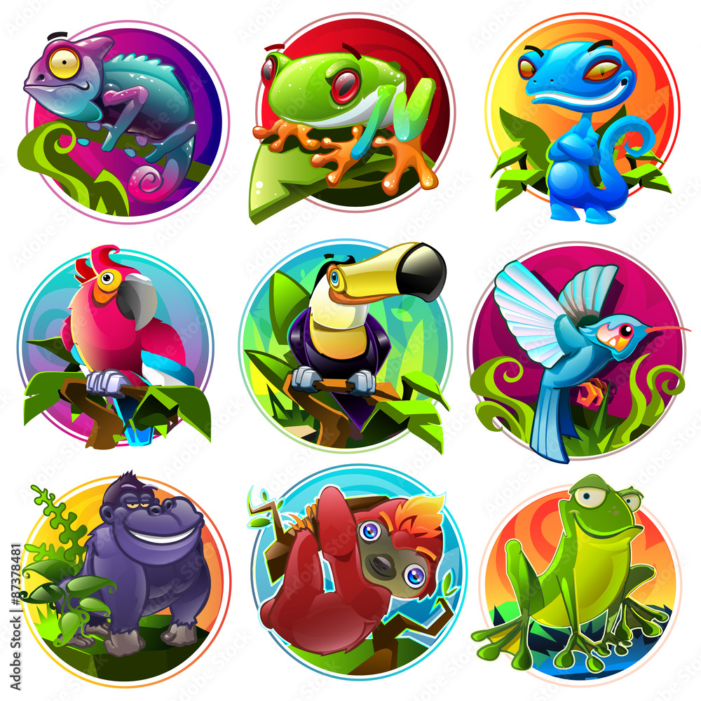 Cartoon tropical animals Stock Vector | Adobe Stock