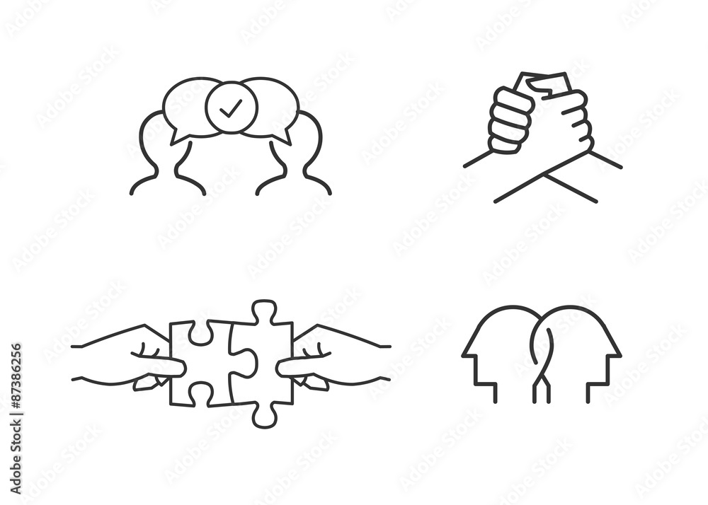 Friendship, connection, support icons Stock Vector | Adobe Stock