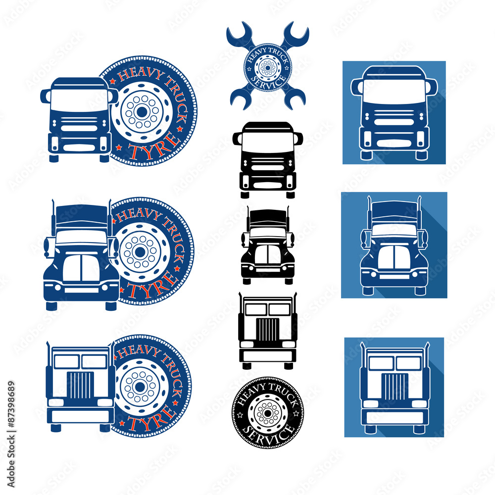vector illustration set heavy truck automobile service Stock Vector ...