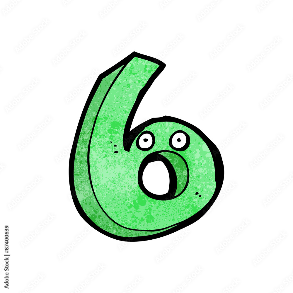 funny cartoon number six Stock Vector | Adobe Stock