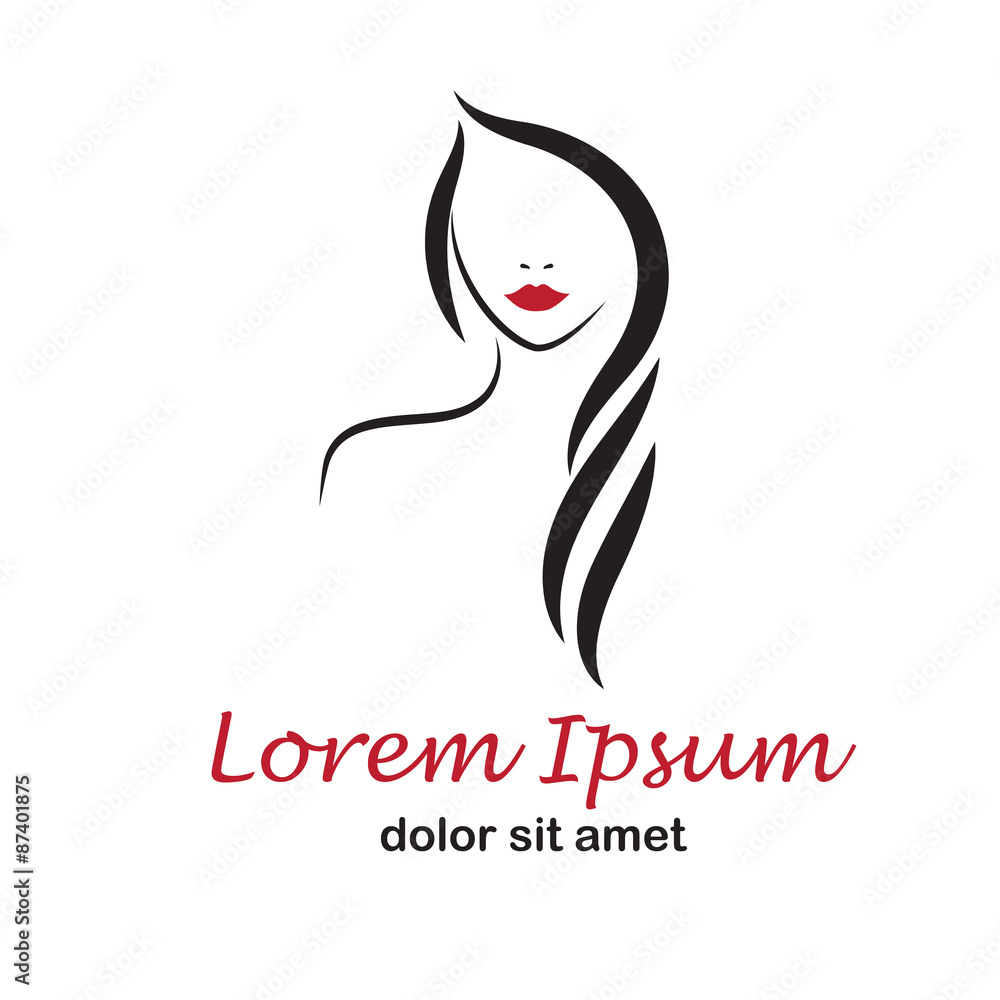 Beautiful woman's face on white background. Beauty logo template ...
