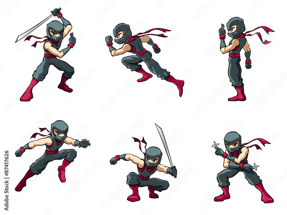 Ninja in Actions 01 Stock Vector | Adobe Stock