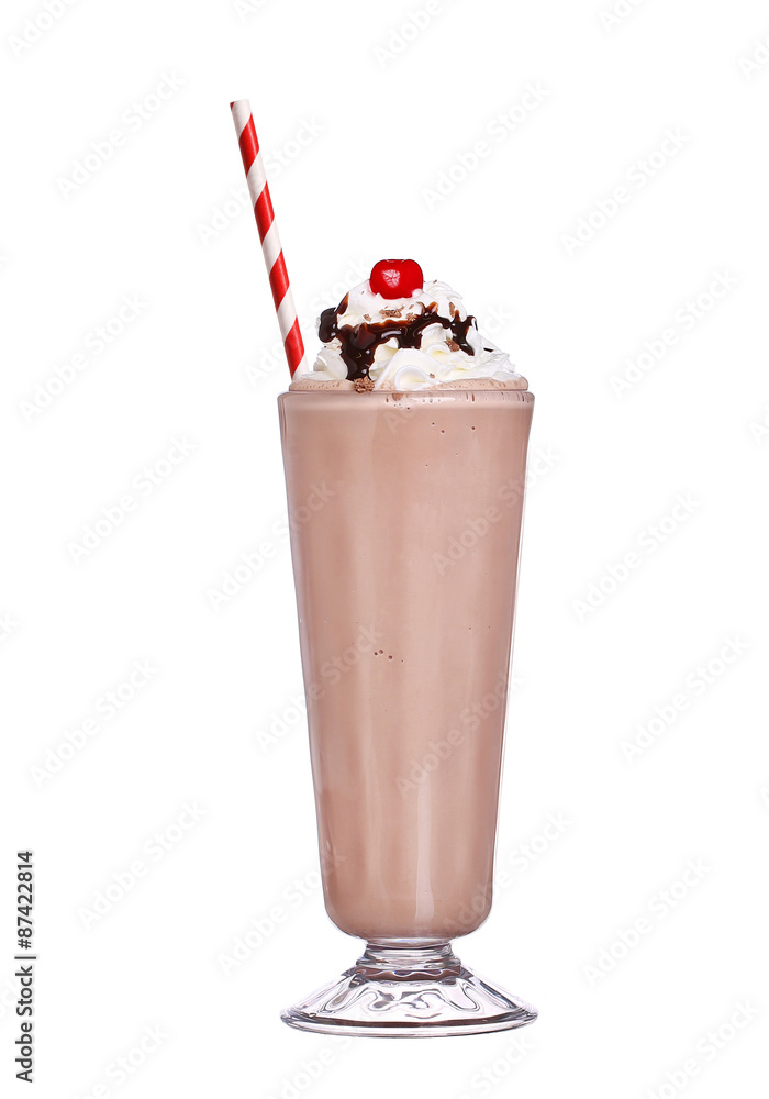 milkshakes chocolate flavor with cherry on top and whipped cream Stock ...