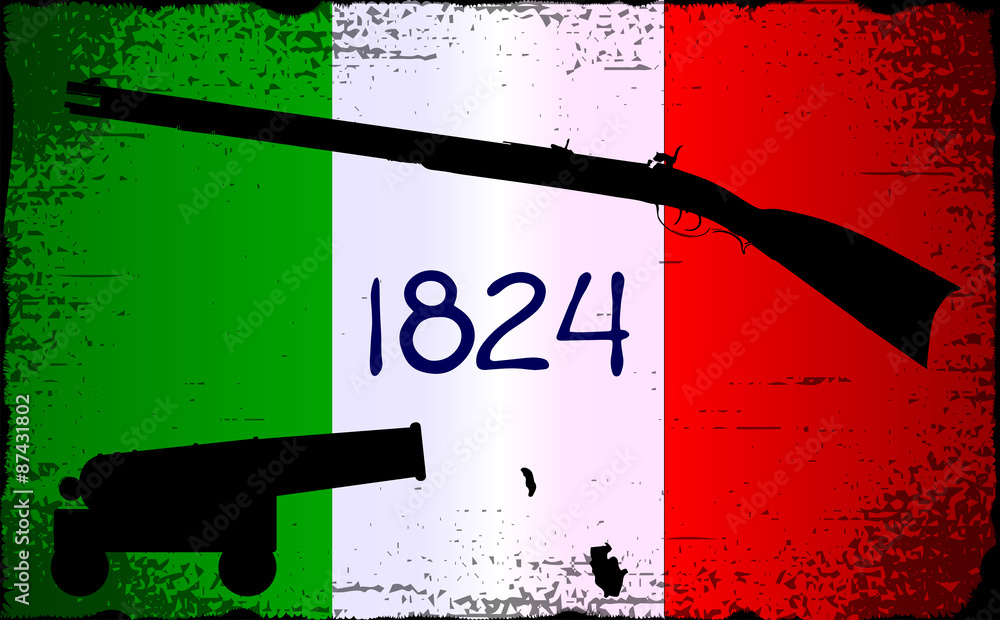 Alamo Flag With Musket Stock Vector | Adobe Stock