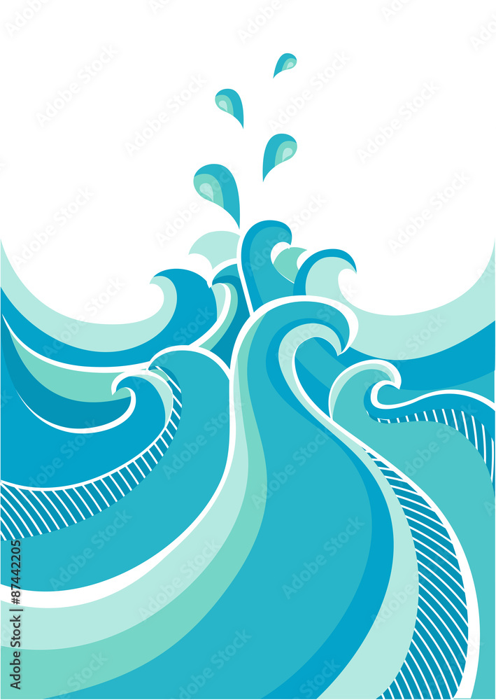 Abstract water waves.Vector illustration isolated on white Stock Vector ...