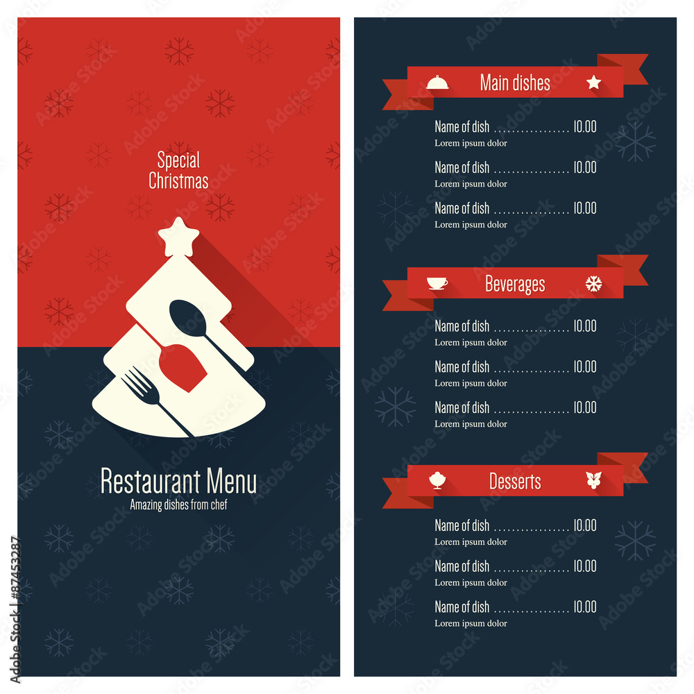 Special Christmas festive menu design Stock Vector | Adobe Stock
