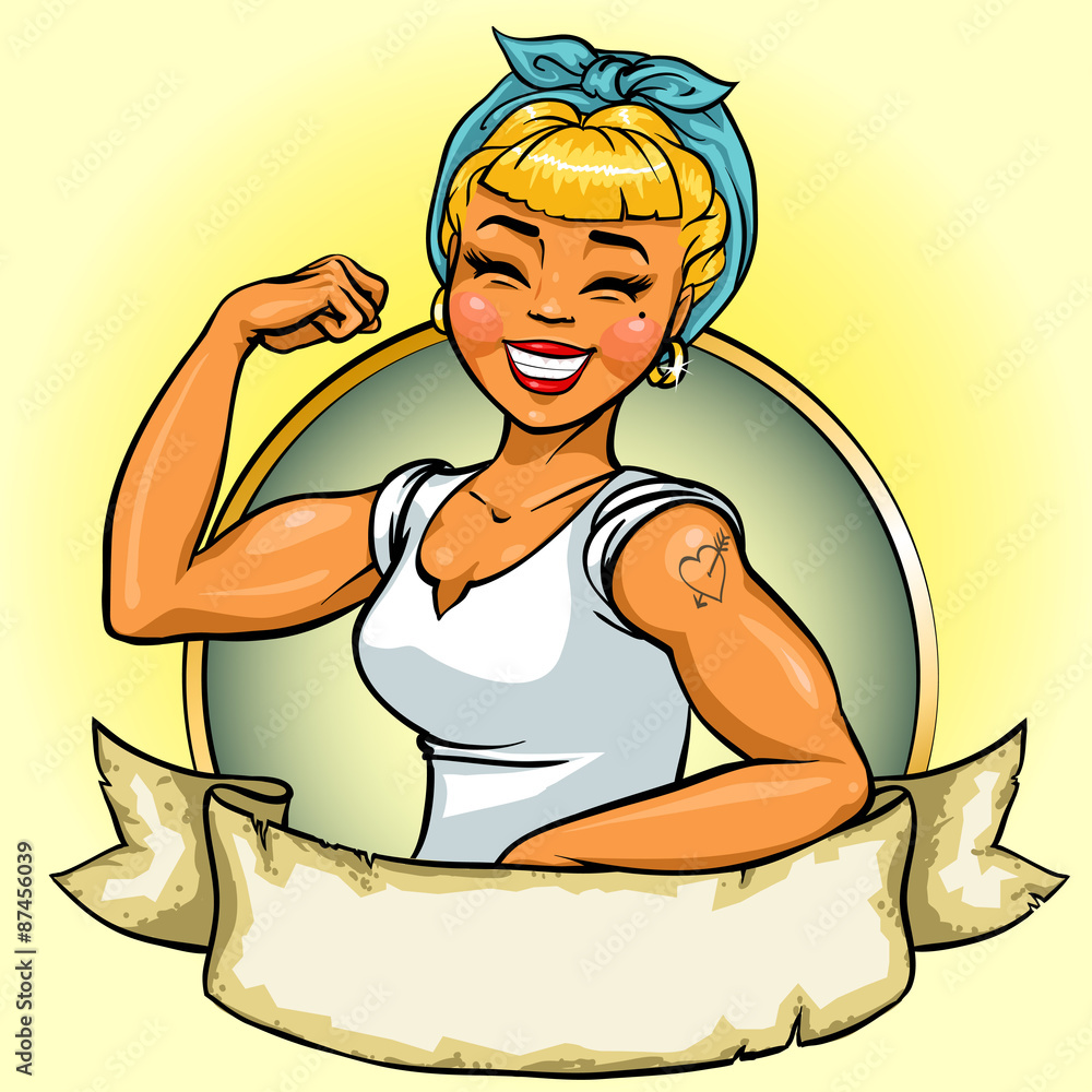 Retro Girl logo design, Vector Pin Up Illustration Stock-Vektorgrafik ...