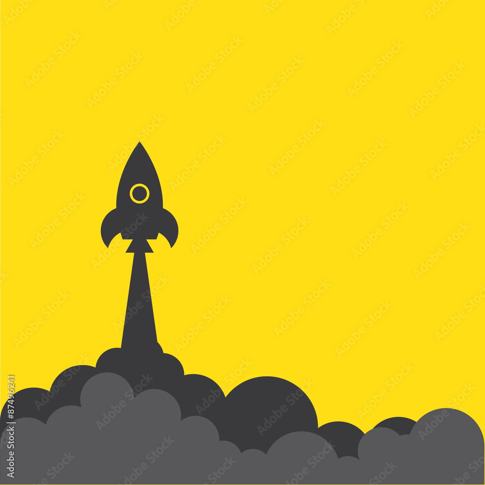 rocket and cloud flat style isolated Stock Vector | Adobe Stock