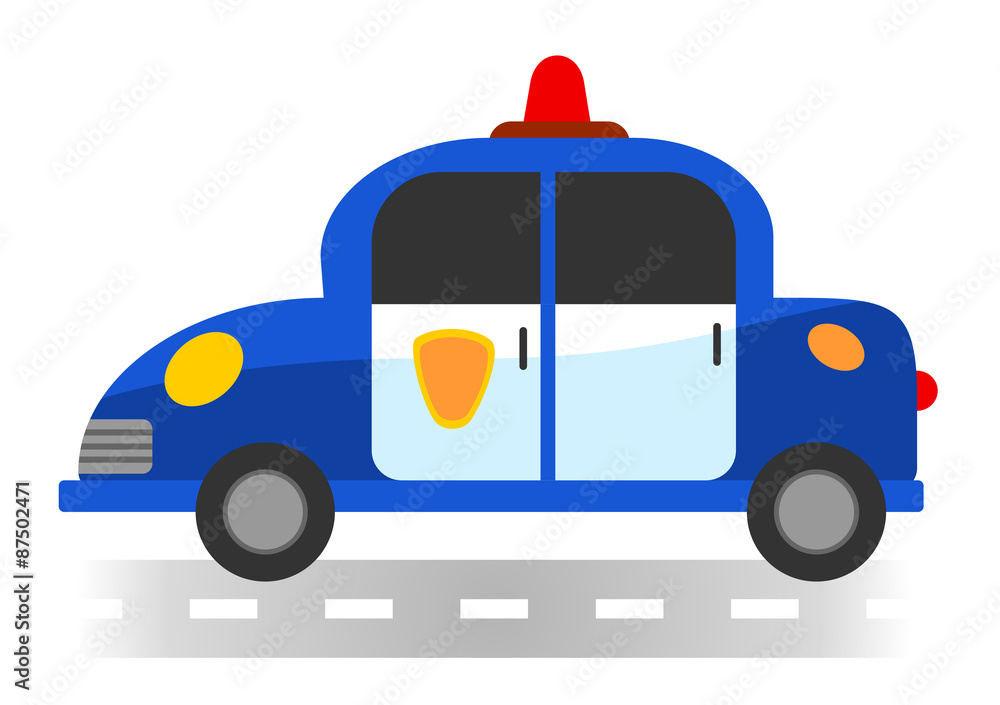 Cartoon police car on white background Stock Illustration | Adobe Stock