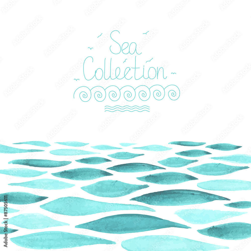 Watercolor sea background Stock Vector | Adobe Stock