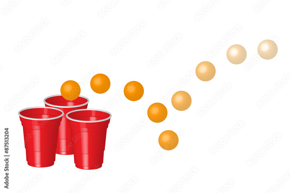 Red party cup with ping pong ball, isolated on white background Stock ...