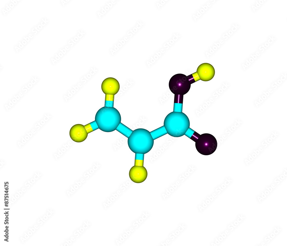 Acrylic acid molecule isolated on white Stock Illustration | Adobe Stock