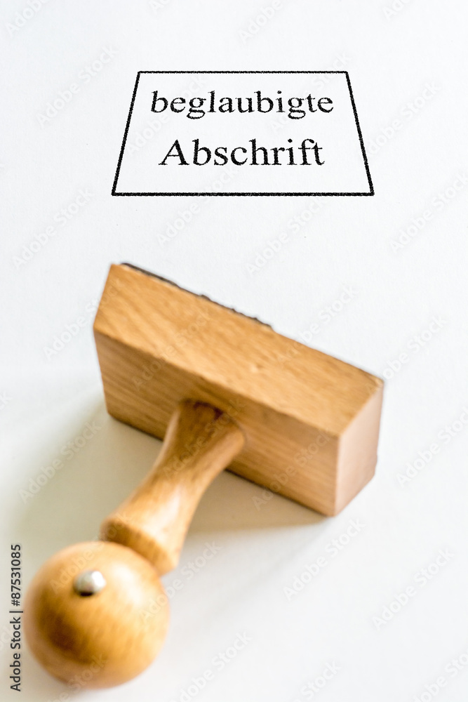 Stempel beglaubigte Abschrift Stock Photo | Adobe Stock