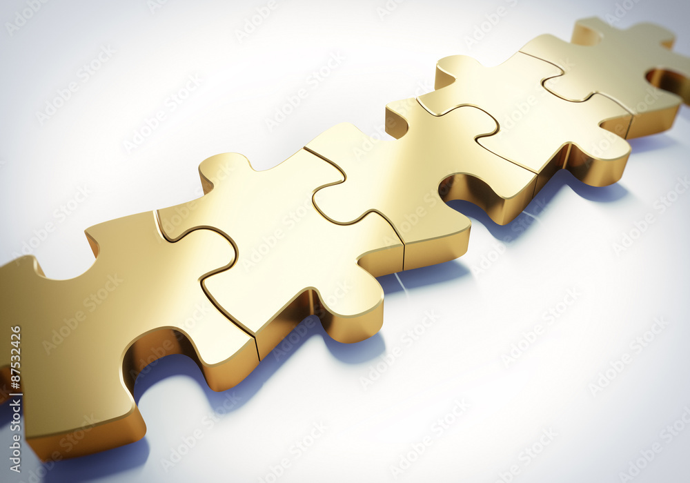 Puzzleteile in Reihe Stock-Foto | Adobe Stock