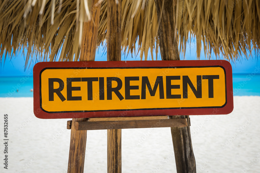 Retirement sign with beach background Stock Photo | Adobe Stock
