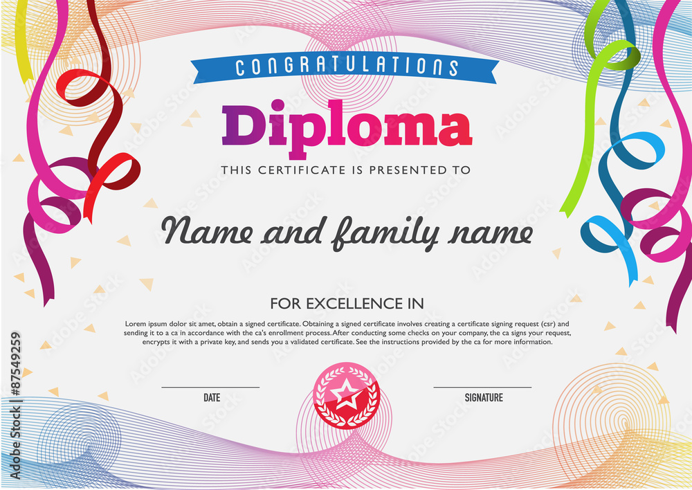 Diploma color full template and chart borders Stock Vector | Adobe Stock