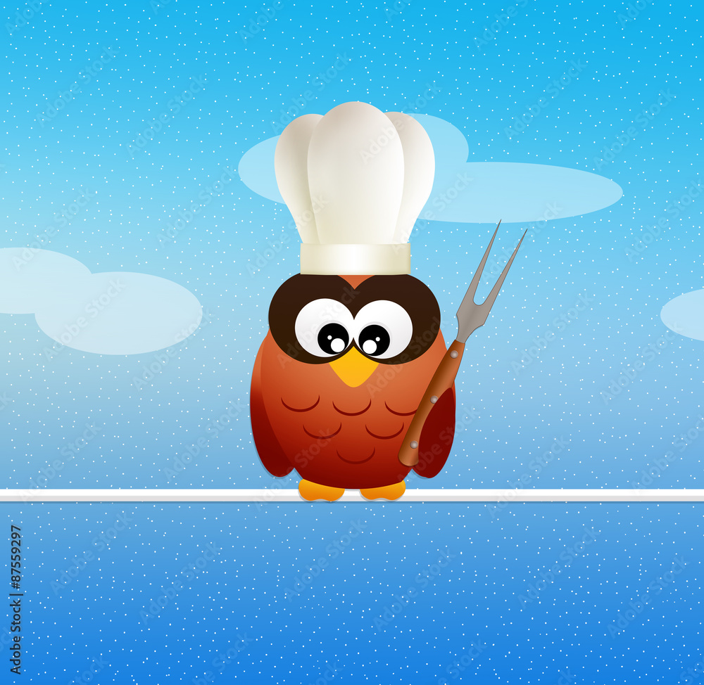 owl chef Stock Illustration | Adobe Stock