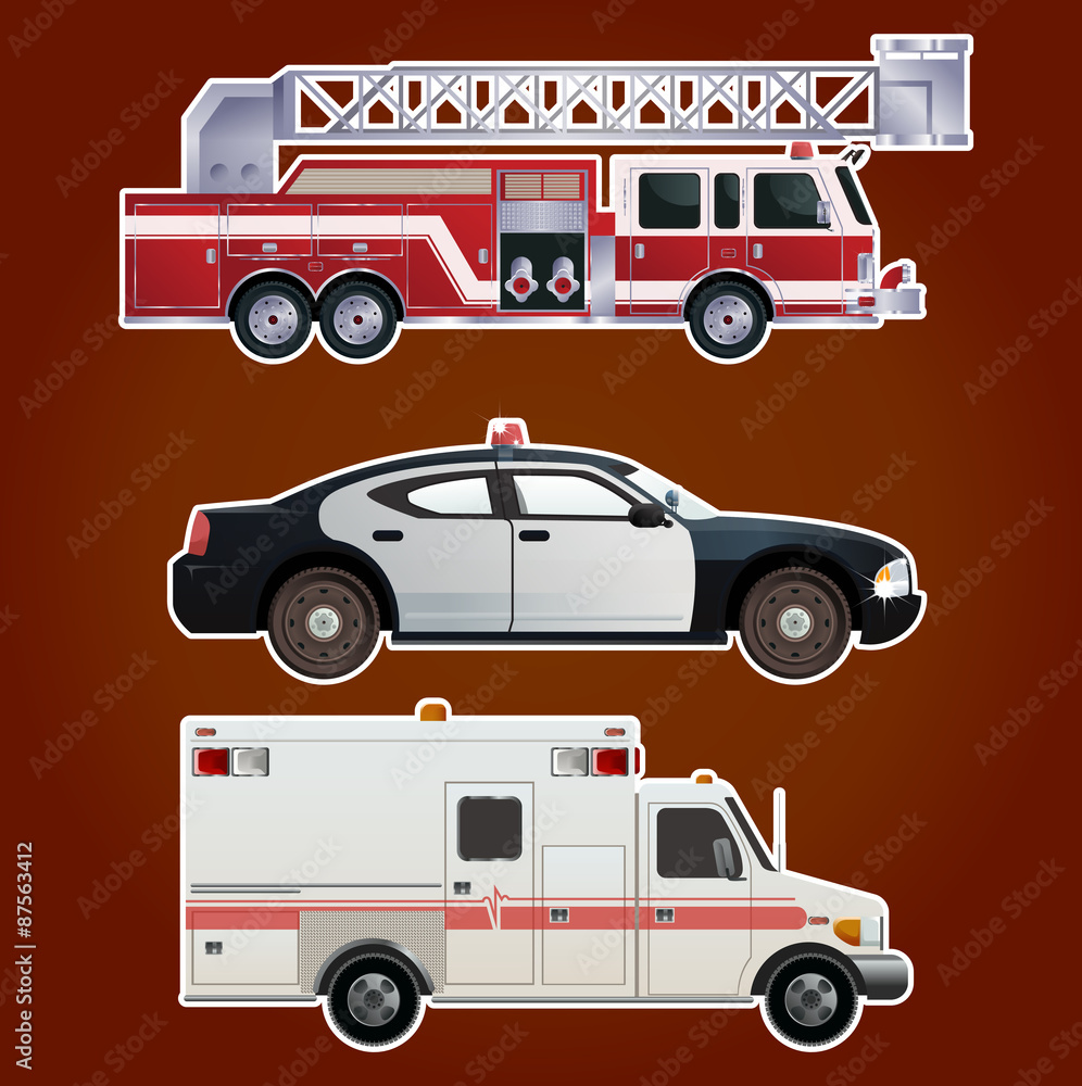 Collection of emergency cars Stock Vector | Adobe Stock