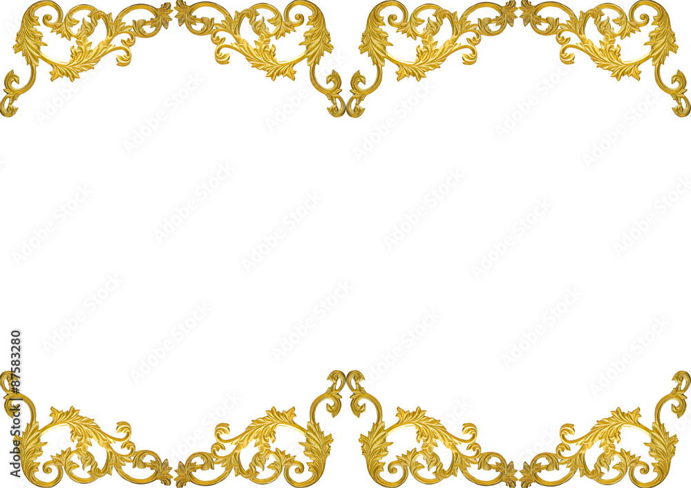 old antique gold frame Stucco walls greek culture roman vintage style ...