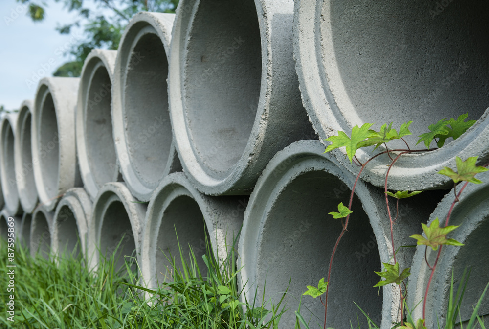 Precast reinforced concrete drainsge pipe Stock Photo | Adobe Stock