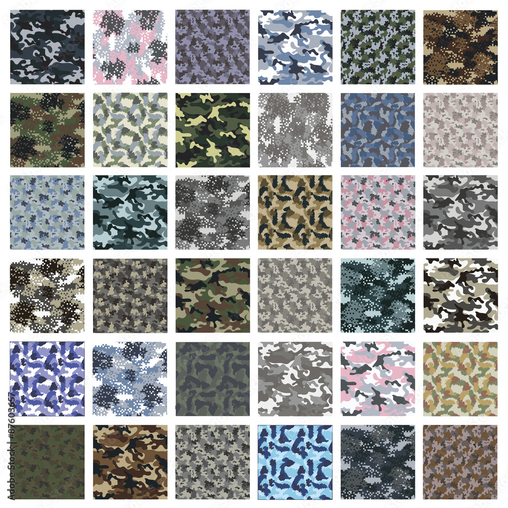 Seamless set of camouflage pattern vector Stock Vector | Adobe Stock