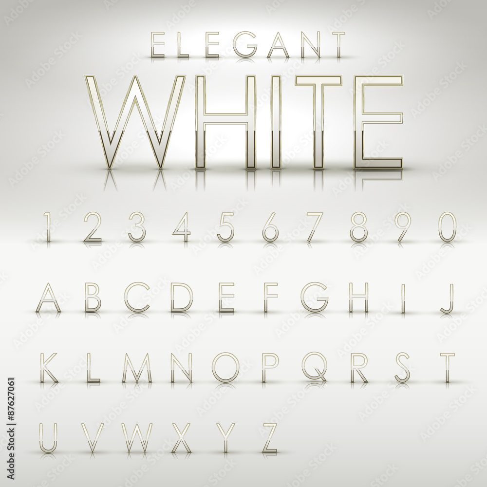 elegant white alphabets and numbers collection Stock Vector | Adobe Stock