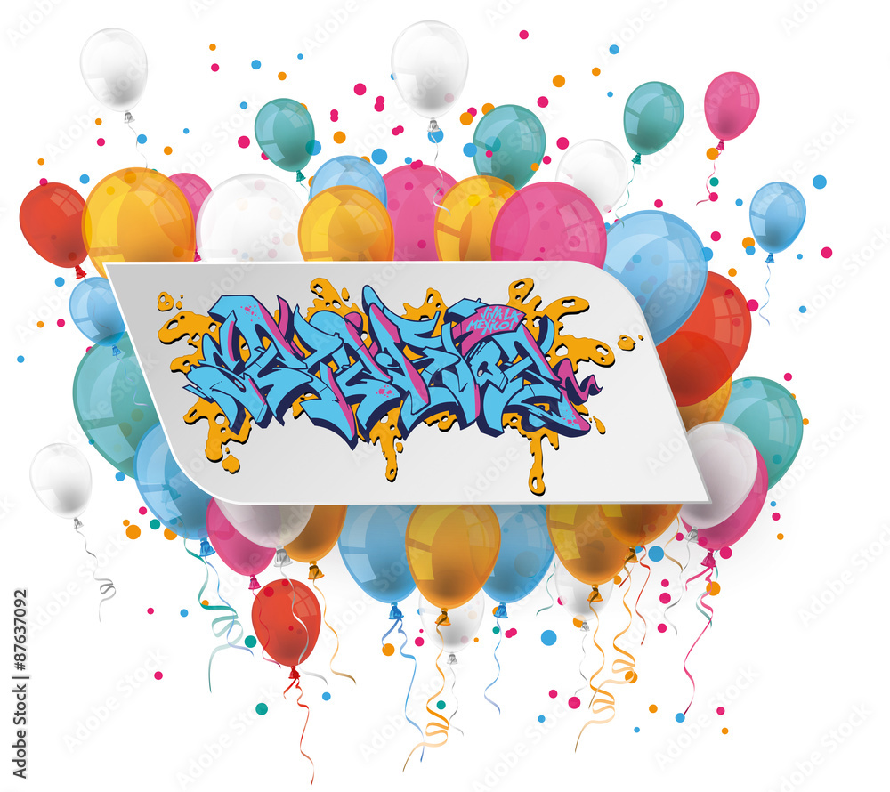 White Paper Graffiti Balloons Stock Vector | Adobe Stock