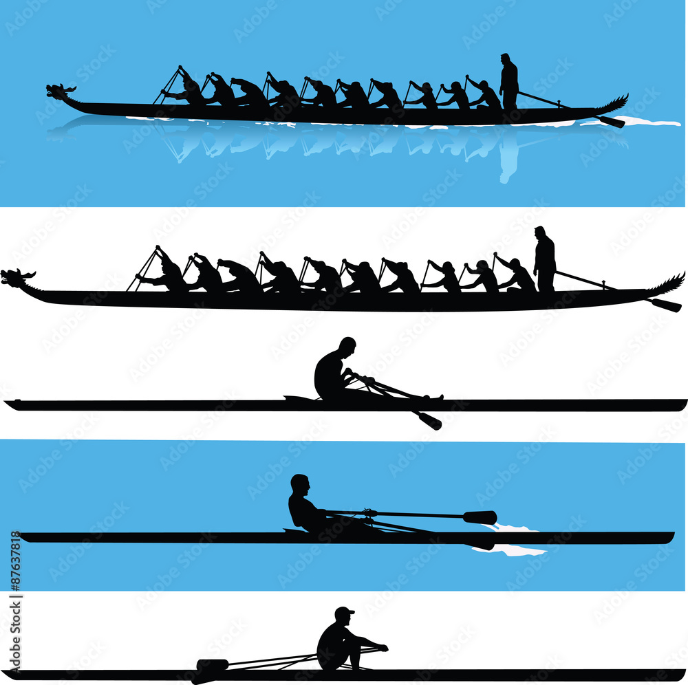 rowing silhouette vector Stock Vector | Adobe Stock