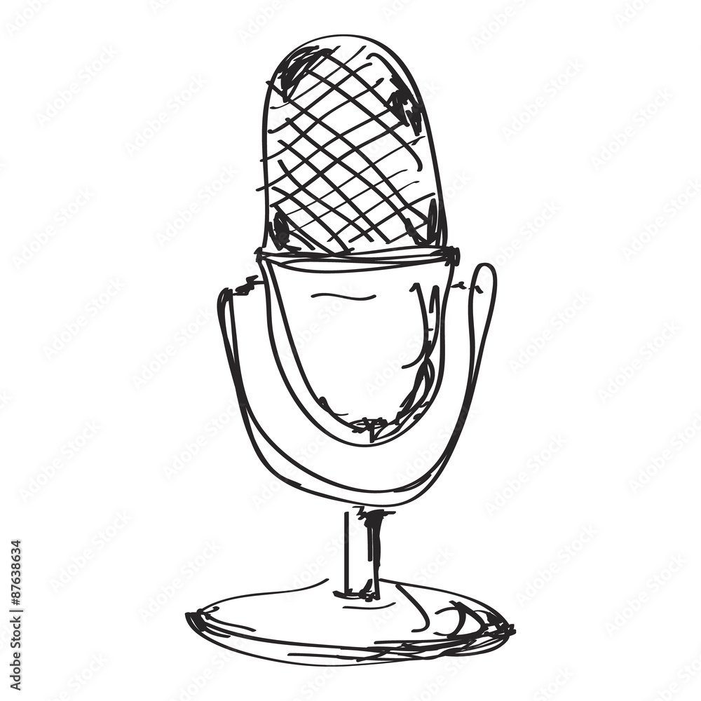 Simple doodle of a microphone Stock Vector | Adobe Stock