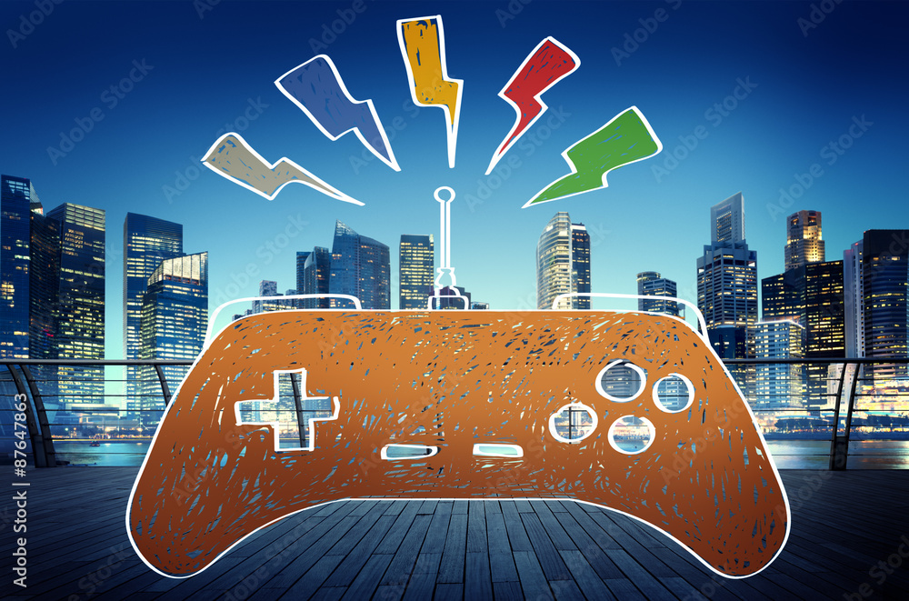 Console Connection Game Wifi Technology Joystick Concept Stock Photo ...