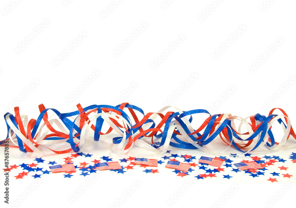 Patriotic Border and Background – Red, white, and blue ribbons and ...