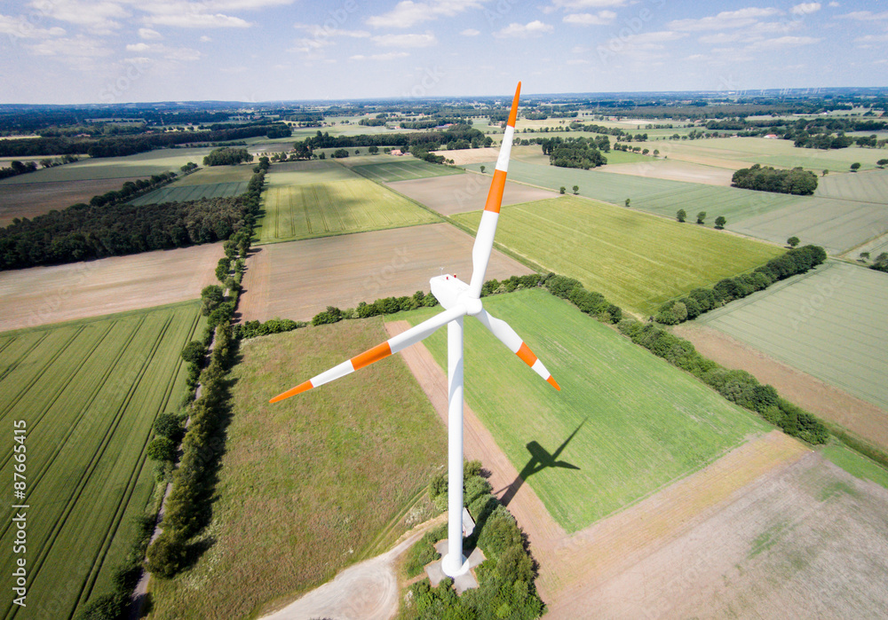 Windrad von oben, eine Luftbildaufnahme Stock-Foto | Adobe Stock