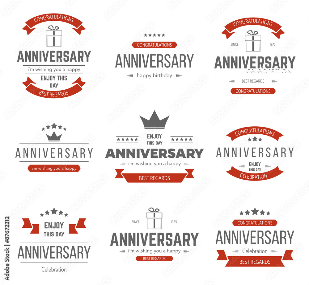 Vector set of anniversary signs, symbols. Design elements collection ...