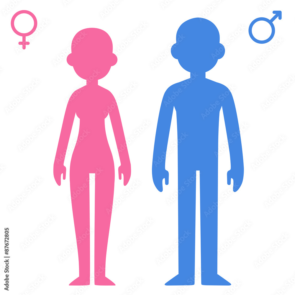Stylized cartoon man and woman contours with corresponding gender ...